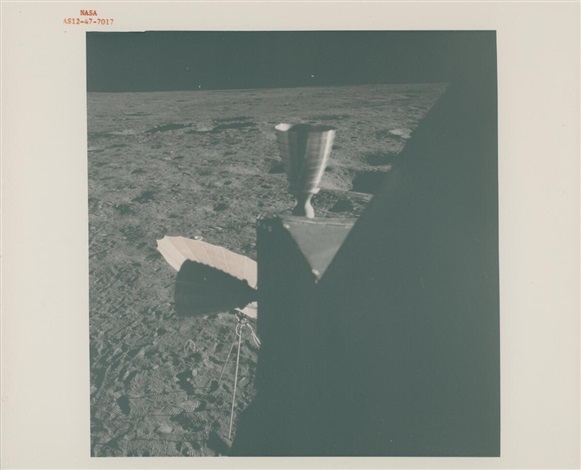 Apollo 12 S-Band antenna and Ocean of Storms from the LM Pilot window ...